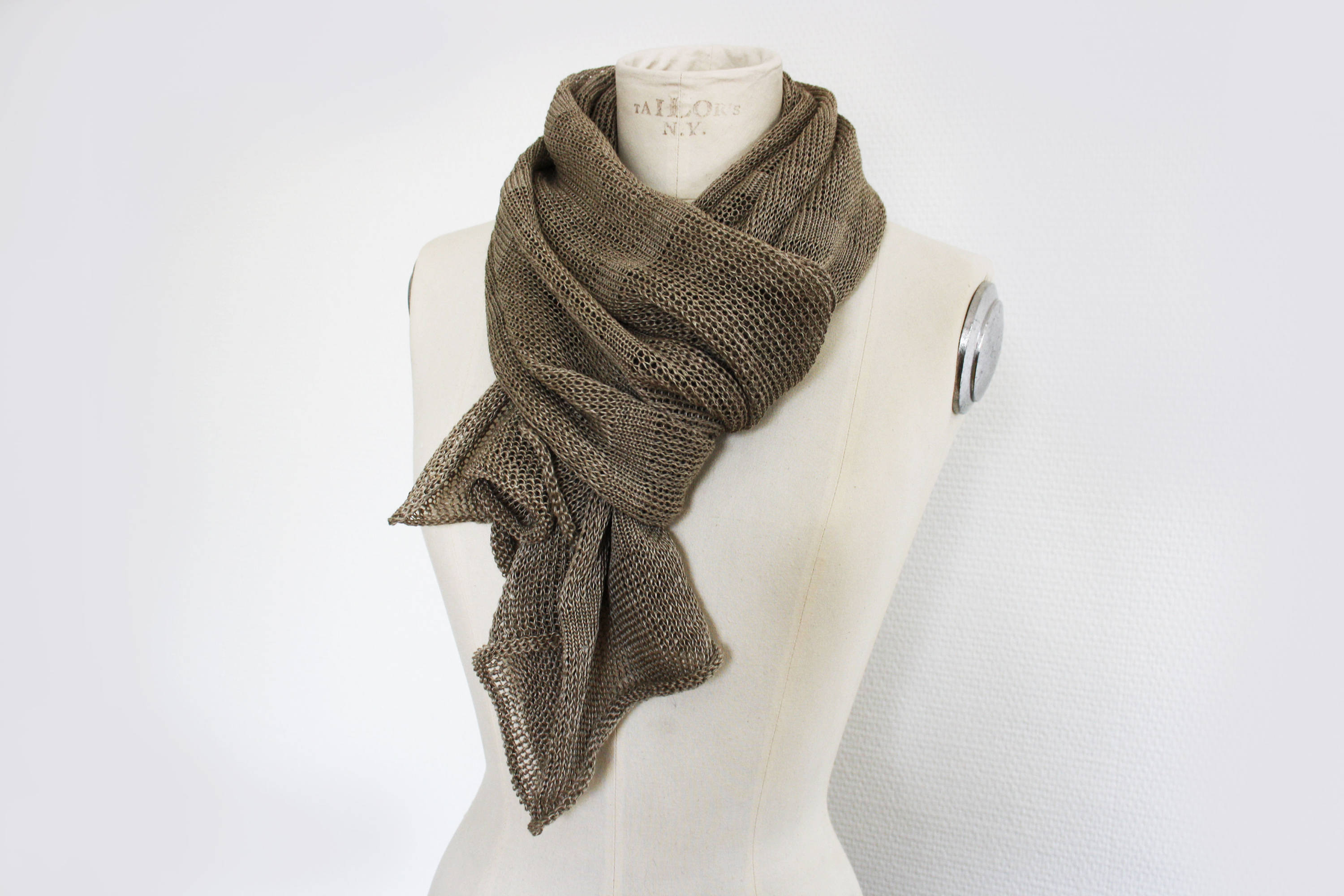 100% Leinen Natur Sommer Schal, leichte Leinen Strick Stola, organic ...