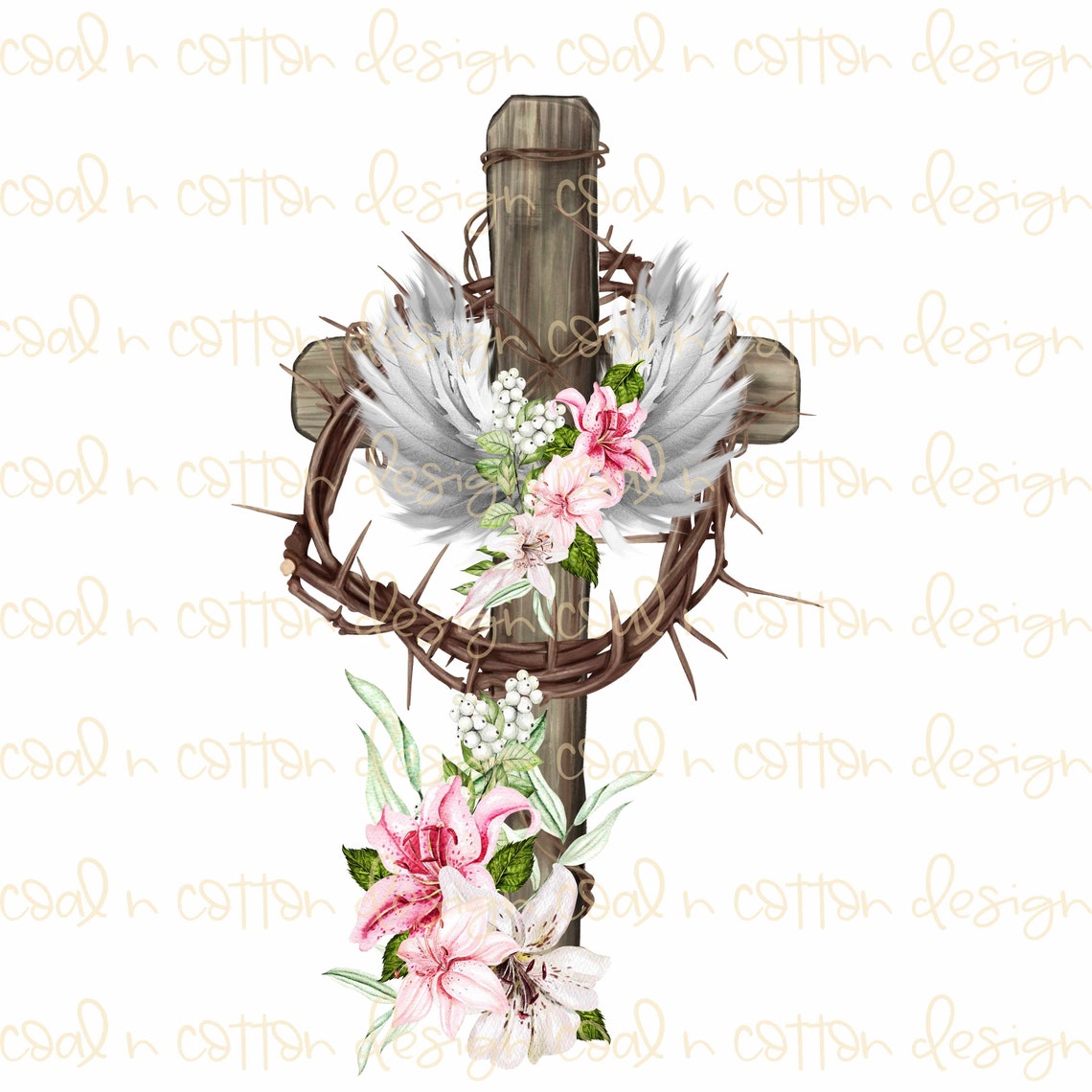Inspirational Cross With Flower and Wings Watercolor Cross - Etsy