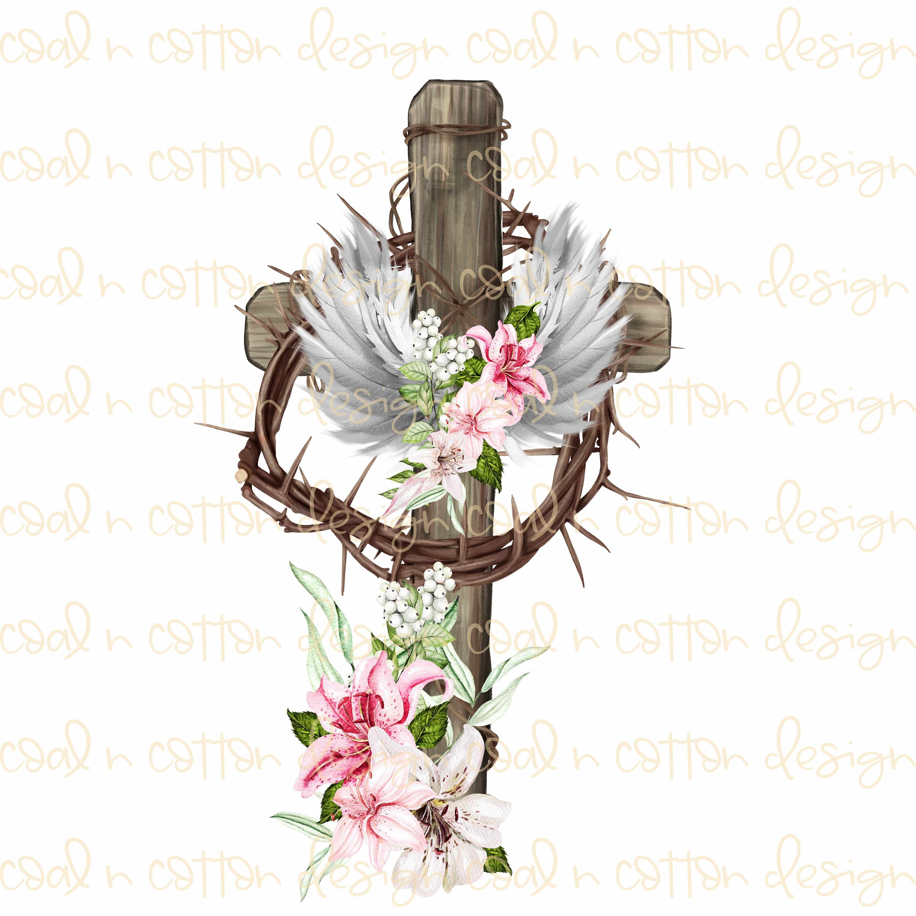 Inspirational Cross With Flower and Wings Watercolor Cross - Etsy