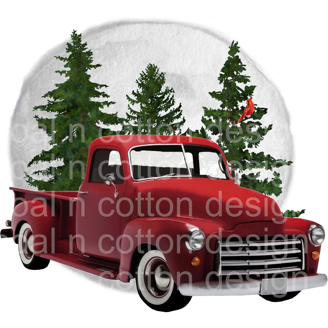 Red Truck Christmas Tree Farm 2 Versions With and Without Text - Etsy