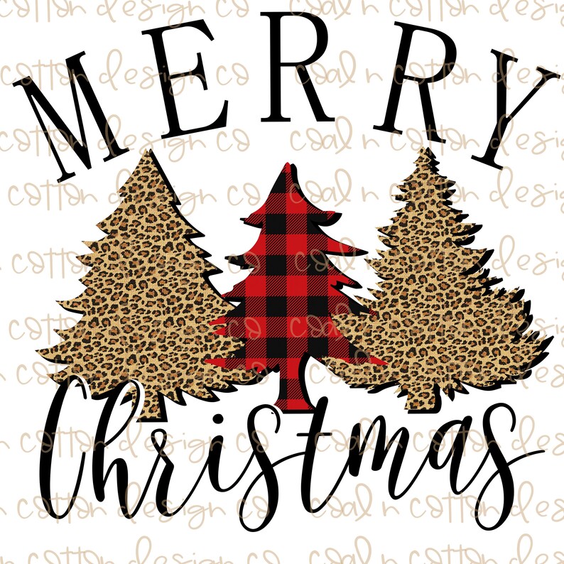 Merry Christmas Cheetah and Buffalo Plaid Trees Sublimation | Etsy
