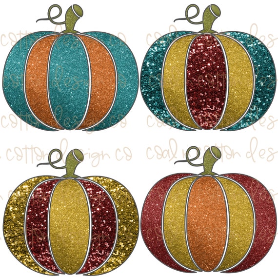 Glitter Pumpkins PNG Download | Etsy