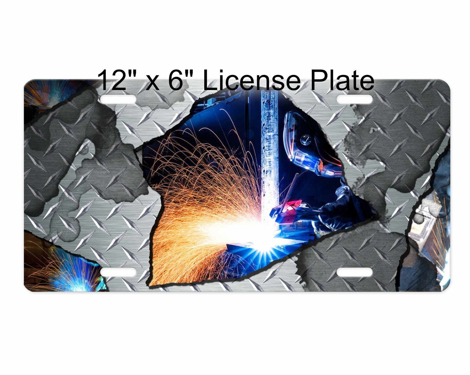 Silver Hatch Metal Weld License Plate Template, Sublimation, Waterslide ...