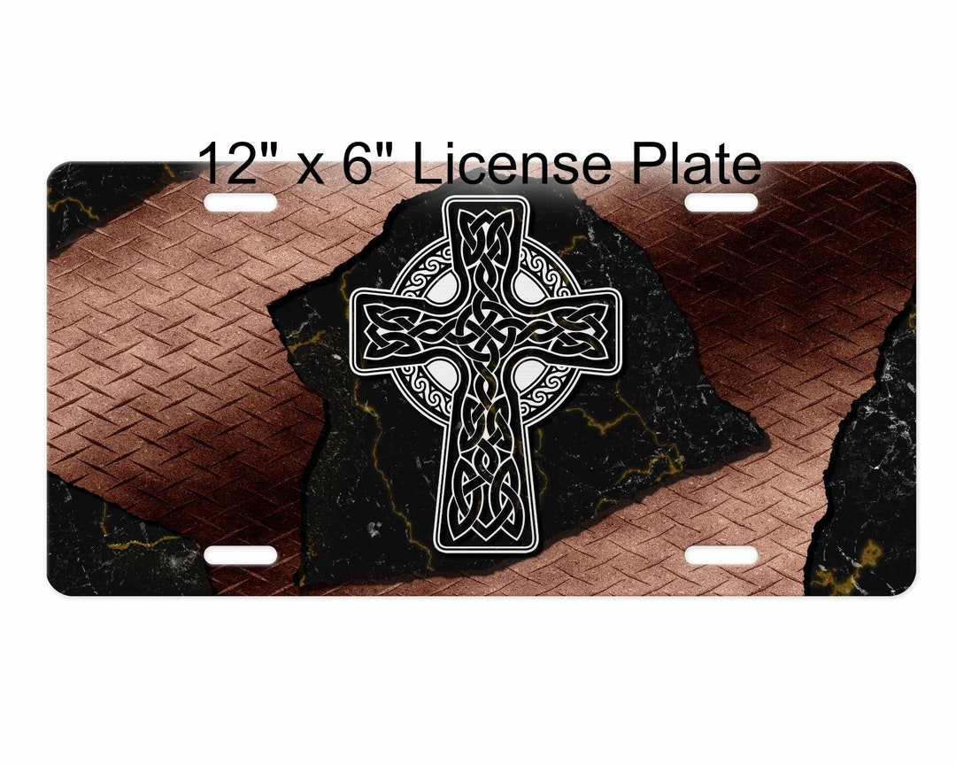 Rust Metal Celtic Cross License Plate Template, Sublimation, Waterslide ...