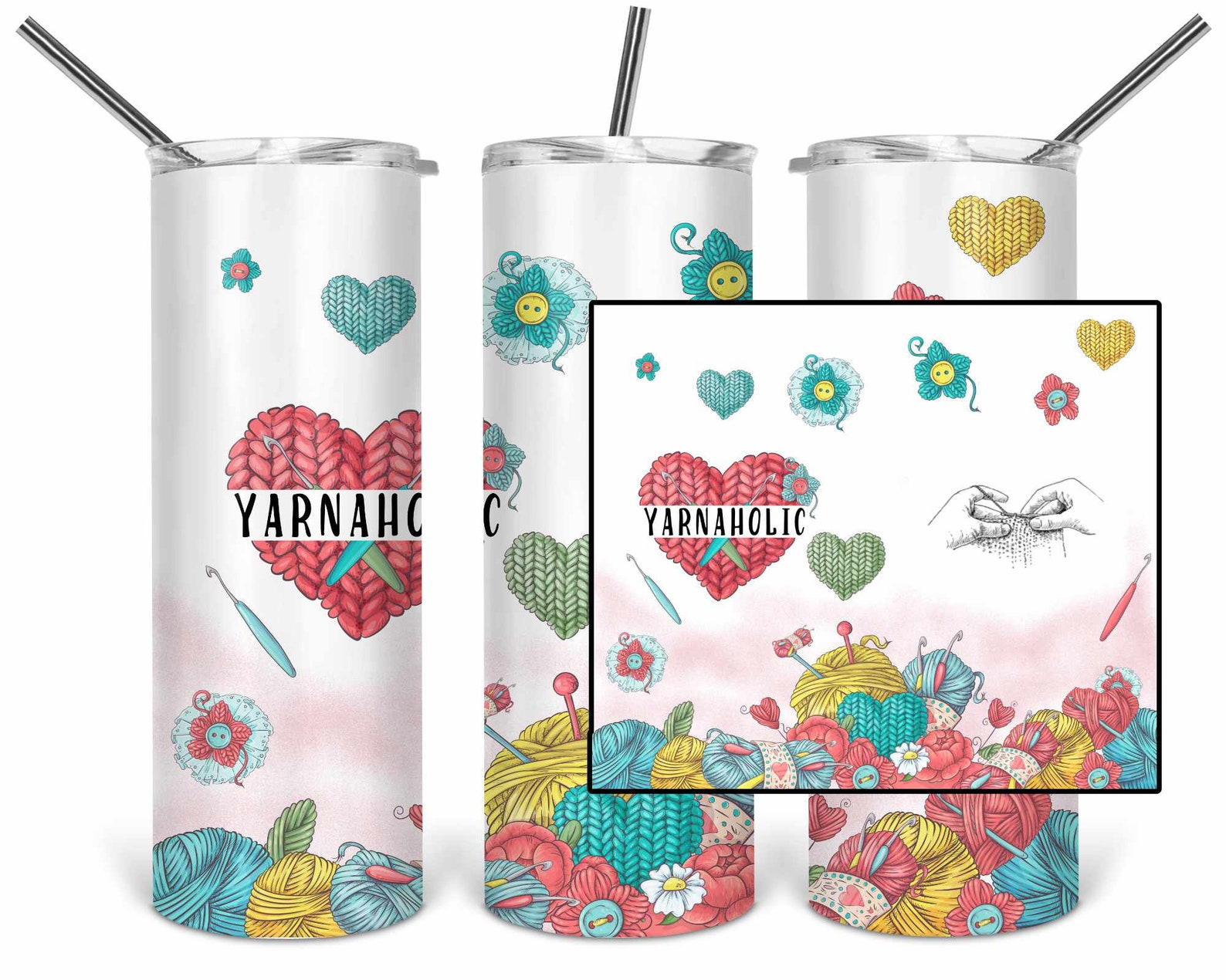 20oz Skinny Custom Yarn Template Sublimation Waterslide | Etsy