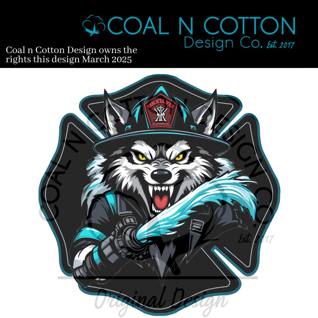 Fierce Firefighter Wolf Mascot Logo: Firehouse Decor (digital Download ...