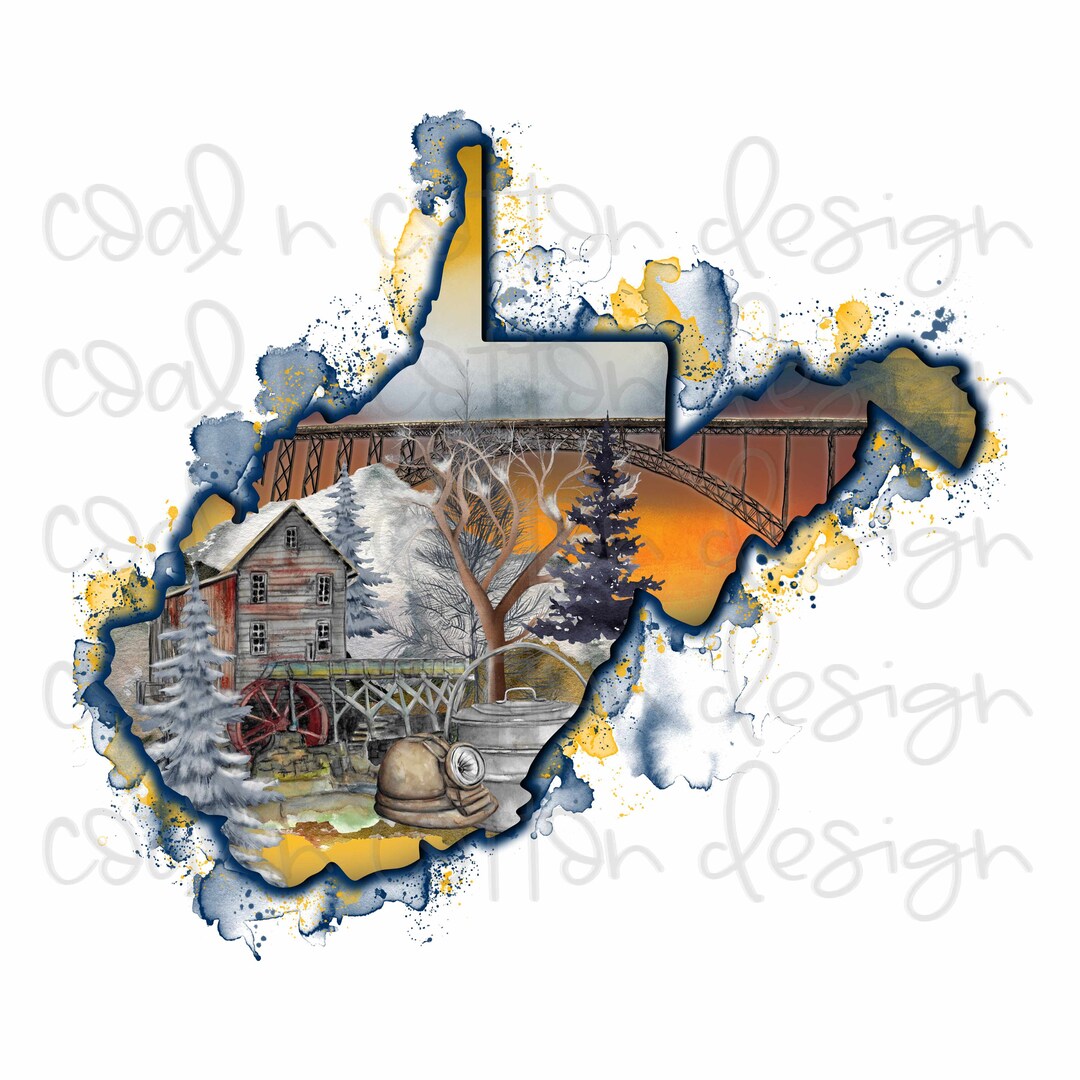 West Virginia Winter Watercolor, Sublimation, Waterslide, Clipart, PNG ...