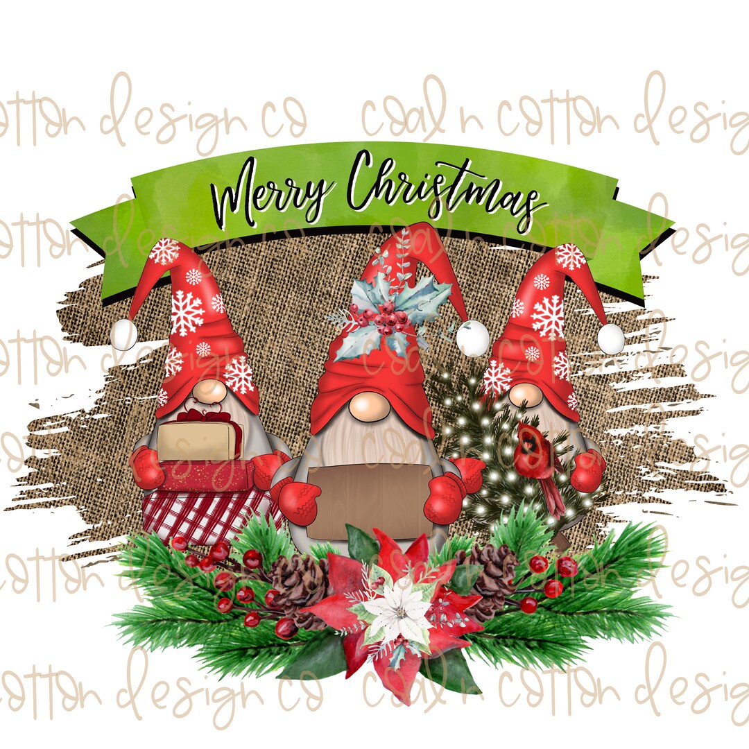 Merry Christmas Gnomes Sublimation, Waterslide, Digital Clipart ...