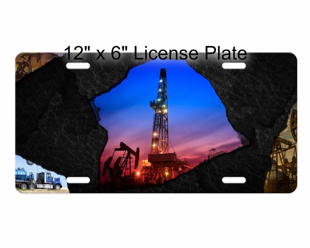 Black Leather Grunge Oilfield License Plate Template, Sublimation ...