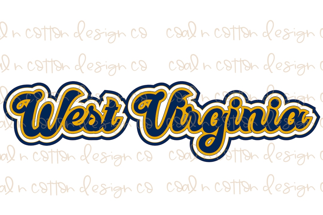 West Virginia Blue and Gold Stacked Words Watercolor Sublimation ...