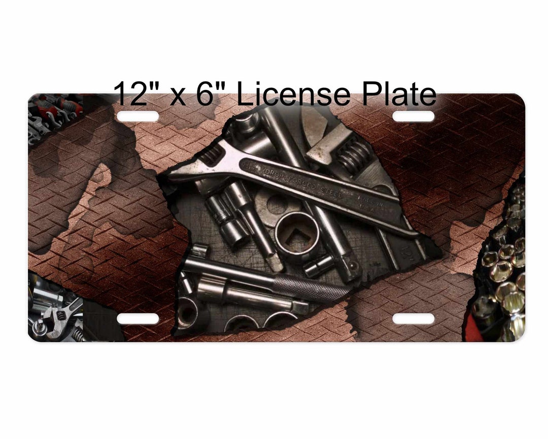 Rust Metal Tools License Plate Template, Sublimation, Waterslide ...