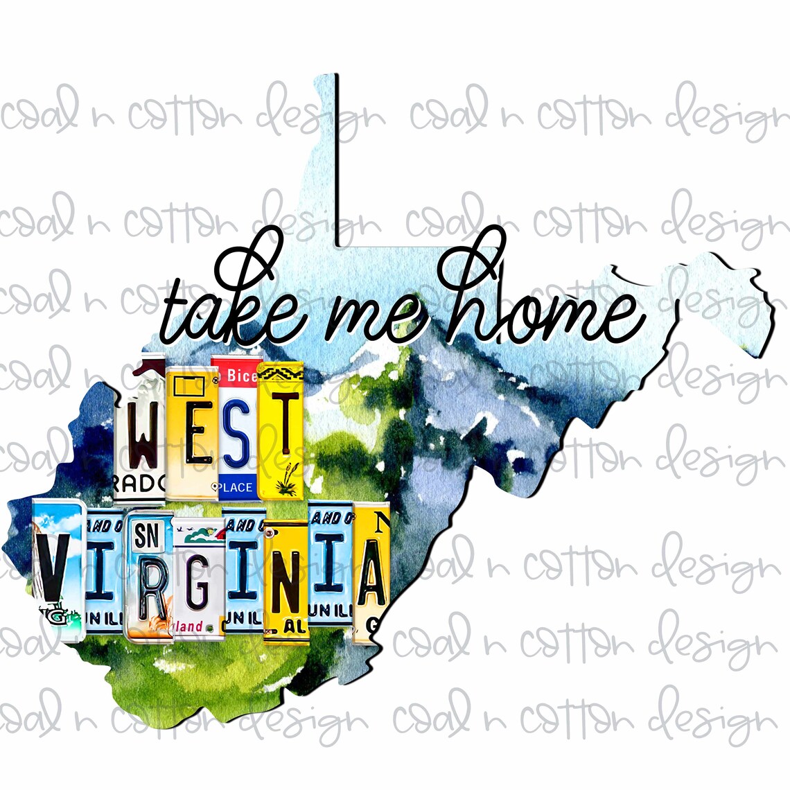 Custom Designed License Plate West Virginia Watercolor - Etsy