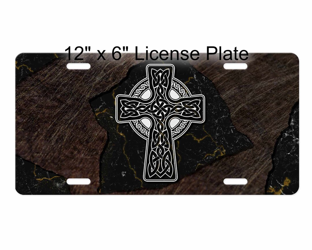 Scratch Metal Celtic Cross License Plate Template, Sublimation ...
