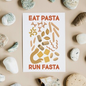 Eat Pasta Run Fasta Pasta Funny Food Wall Art Print - Etsy