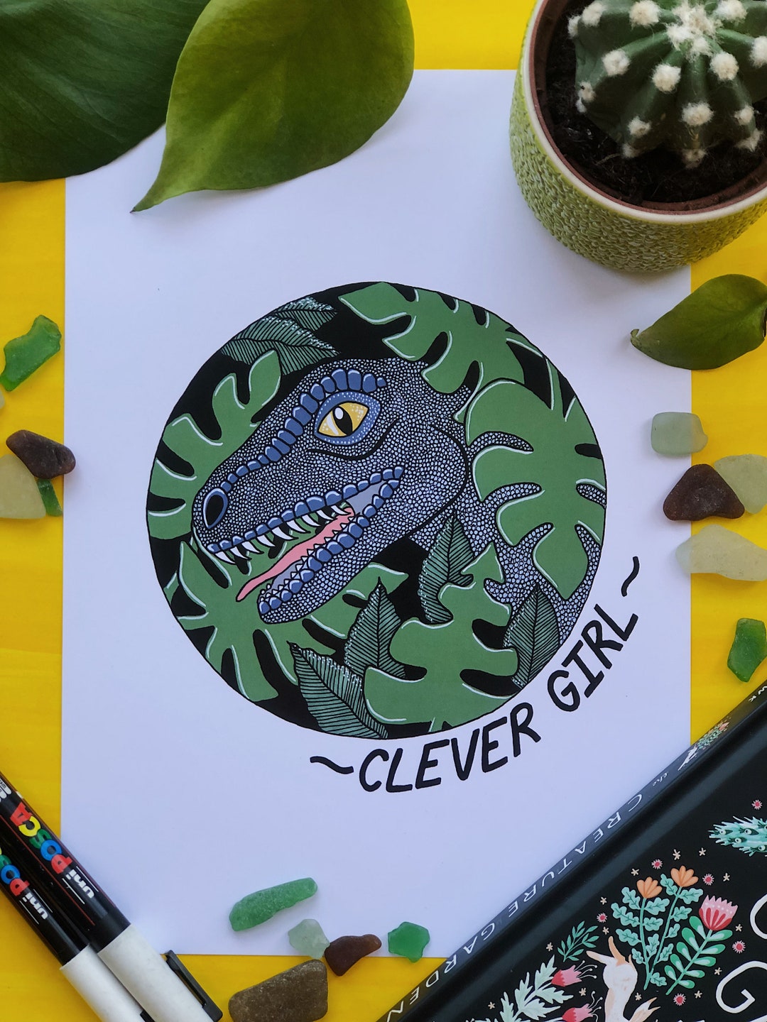 Dinosaur Jurassic Park Clever Girl Inspired Colourful Art Print - Etsy
