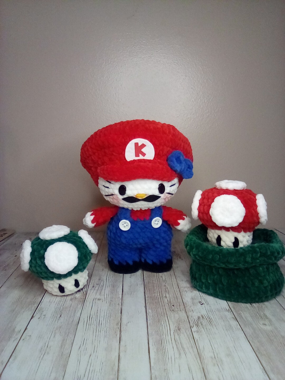 Super Kitty Plumber With Mushroom, Warp Pipe, Hooman Mod Crochet ...