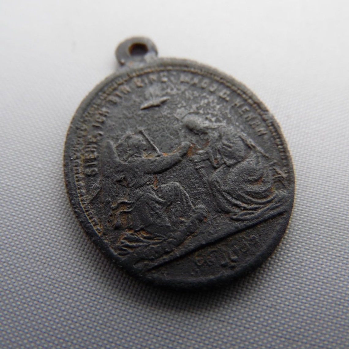 Antique bronze religious medallion Saint Joseph | Etsy