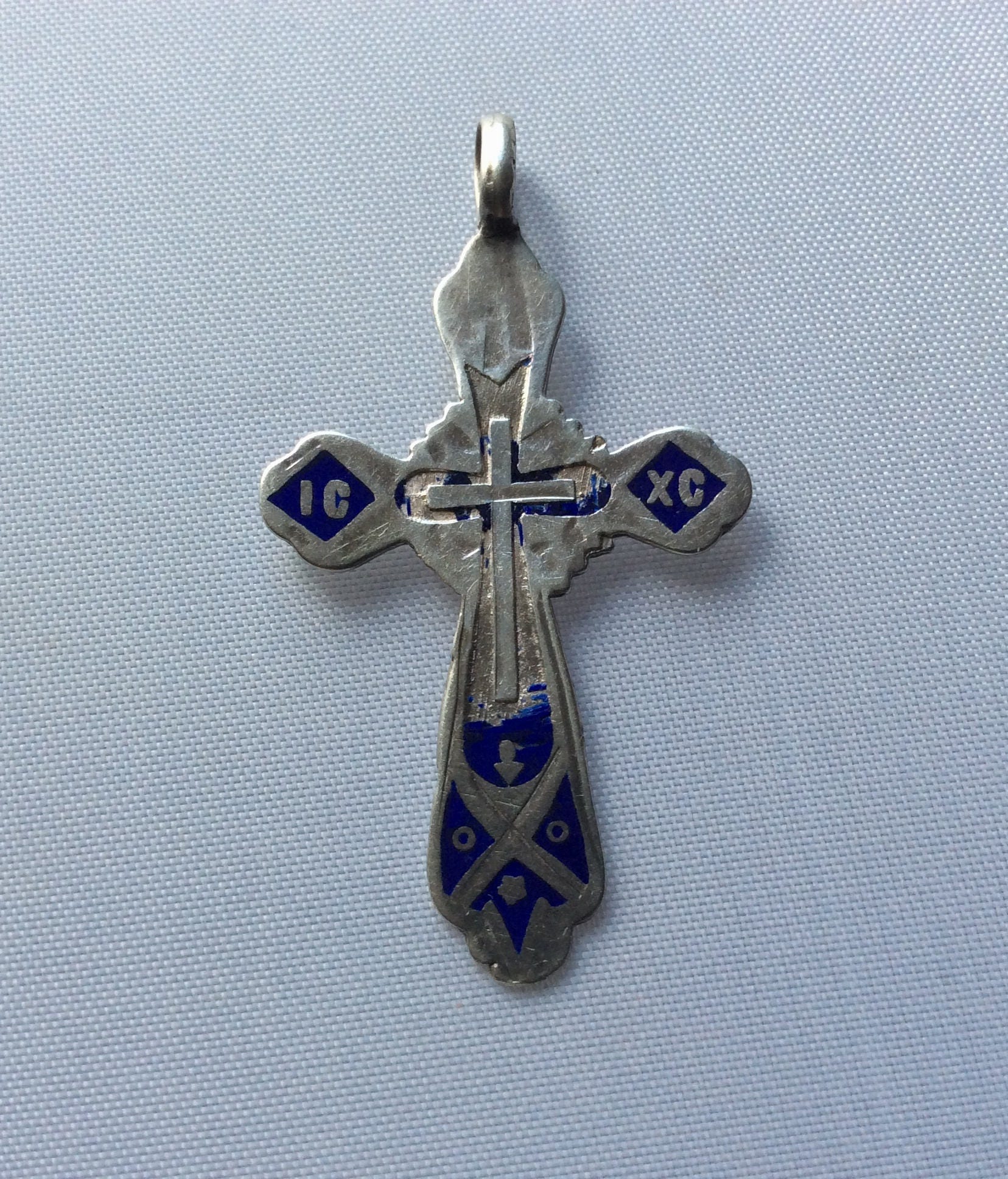Antique Russian Crusifix Silver 84 Enamel Cross - Etsy