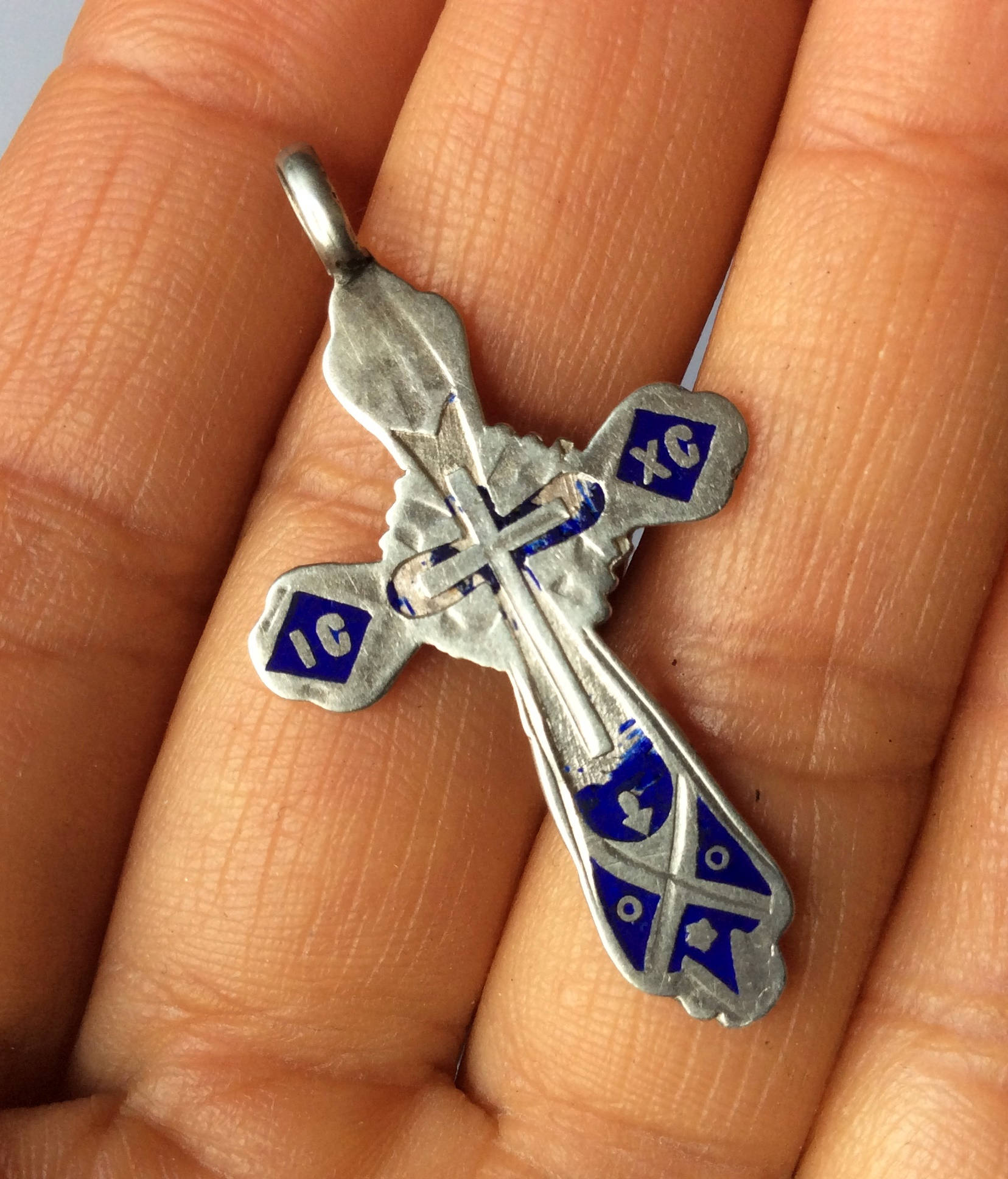 Antique Russian Crusifix Silver 84 Enamel Cross - Etsy
