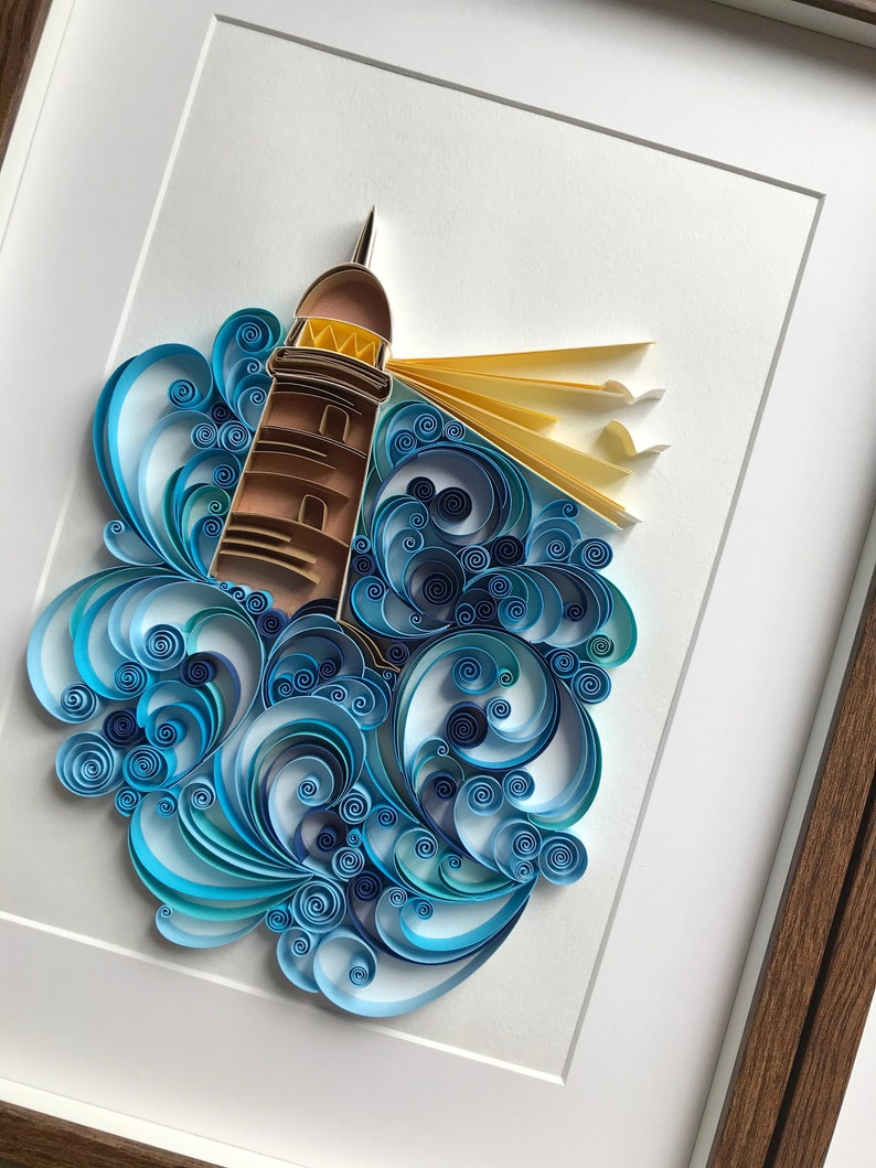 Quilling Templete Lighthouse in waves Quilling art | Etsy