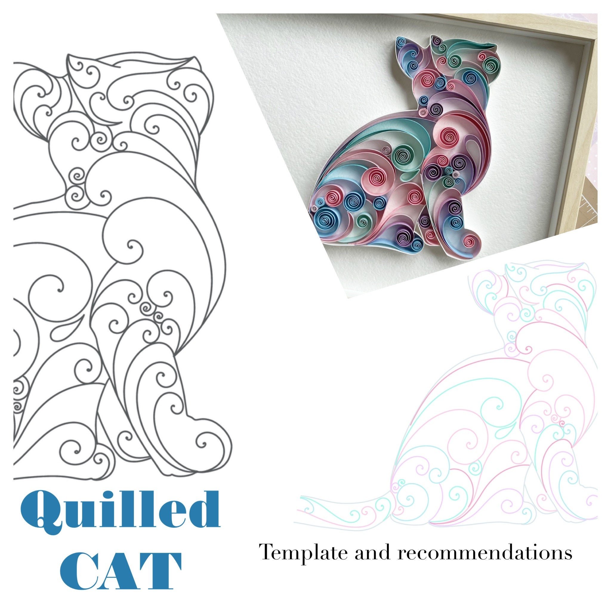 Template to make CAT Quilling Patterns Paper Craft | Etsy Template to make CAT Quilling Patterns Paper Craft | Etsy