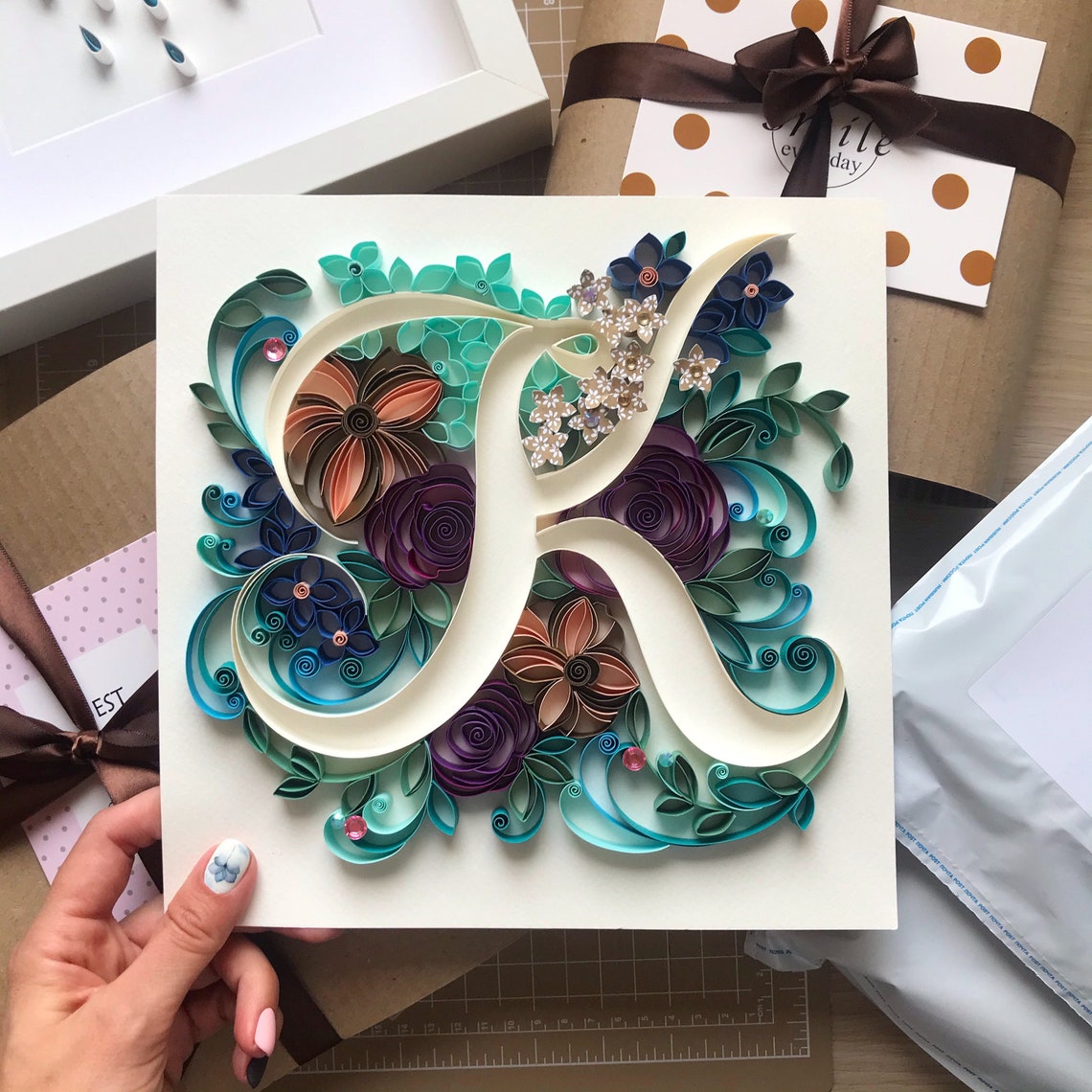 TEMPLATE of letter K in floral pattern Quilling letters | Etsy