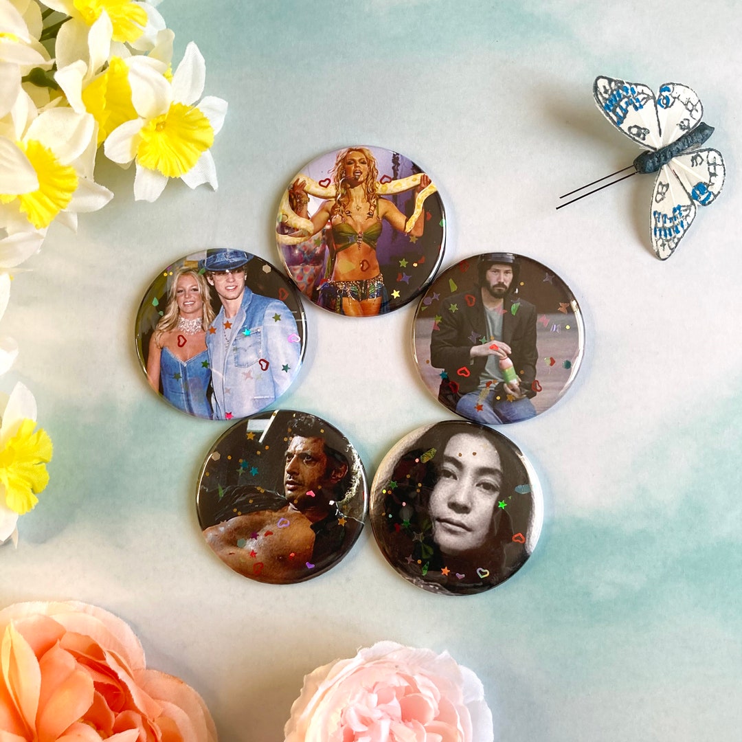 Choose 5 Buttons! 2.25" Glitter Pins - Funny Pins for Friends ...