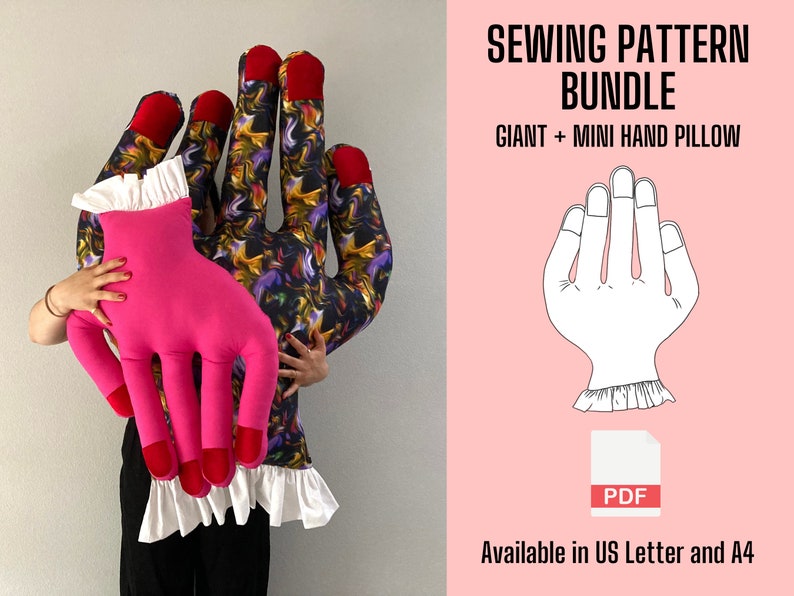 Hand Pillow Sewing Pattern PDF - Throw Pillow PDF Pattern - Digital ...