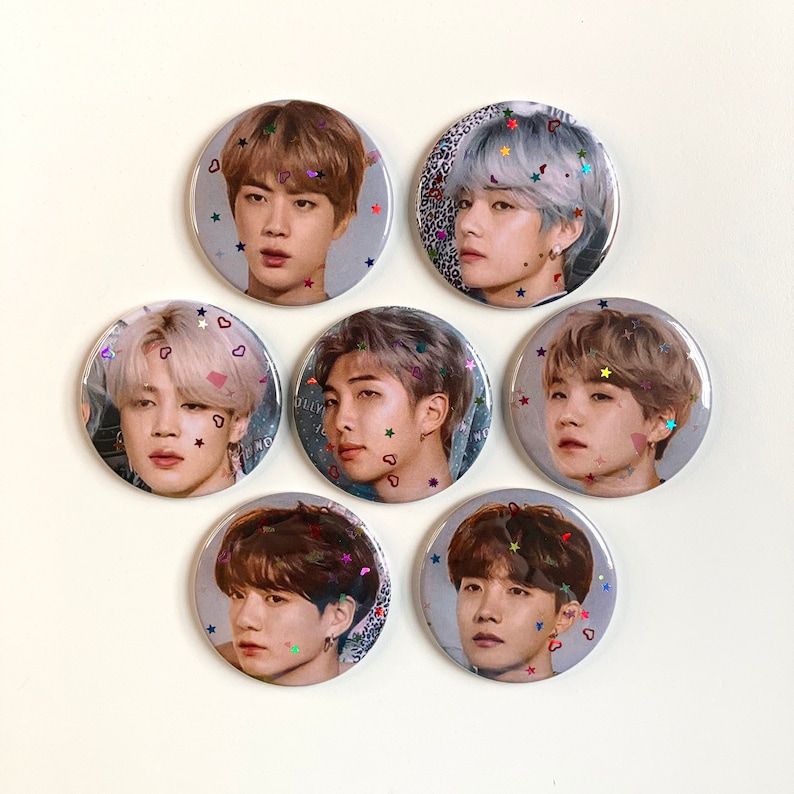 BTS Merch Kpop Pins BTS Pinback Button Set of 7 2.25 - Etsy