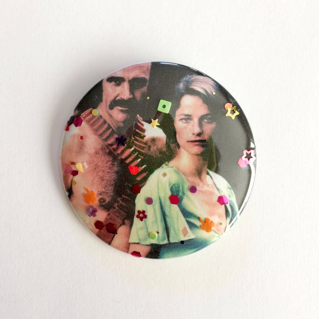 Zed and Consuella - Zardoz Glitter Pin - Handmade 2.25" Pinback Button ...