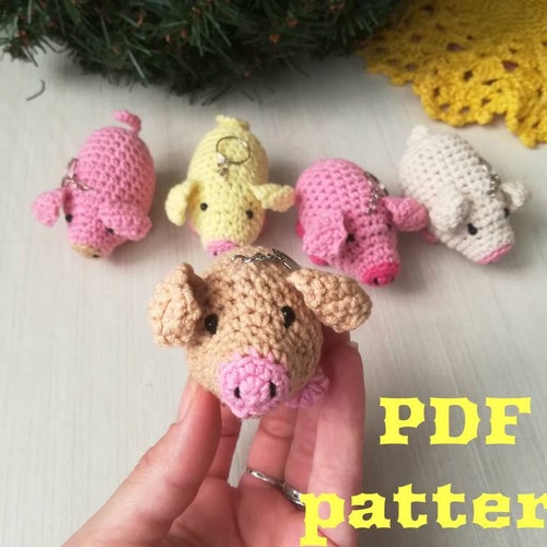 Crochet Pattern Keychain Pig How to Do Mini Toy Piggy as - Etsy