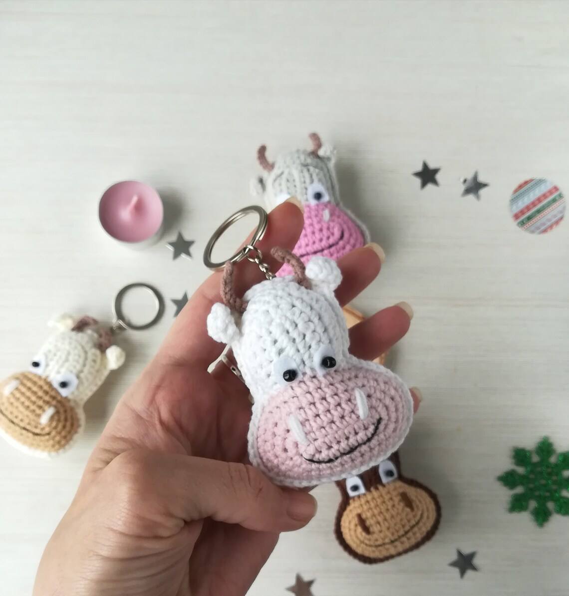 Crochet Pattern Keychain Cow English PDF Instruction How to - Etsy