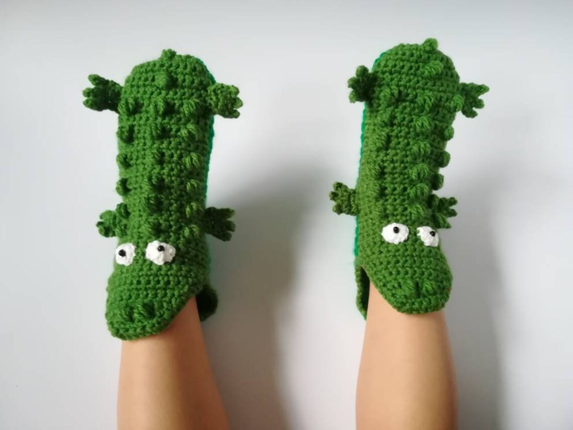 Crocodile Home Slippers as Gift for Kids Alligator Socks - Etsy
