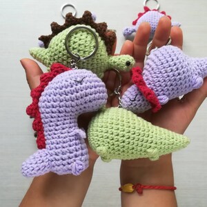 Crochet Keychains Pattern 4 Little Dinosaurs as Fun Gift, Easy Cute ...