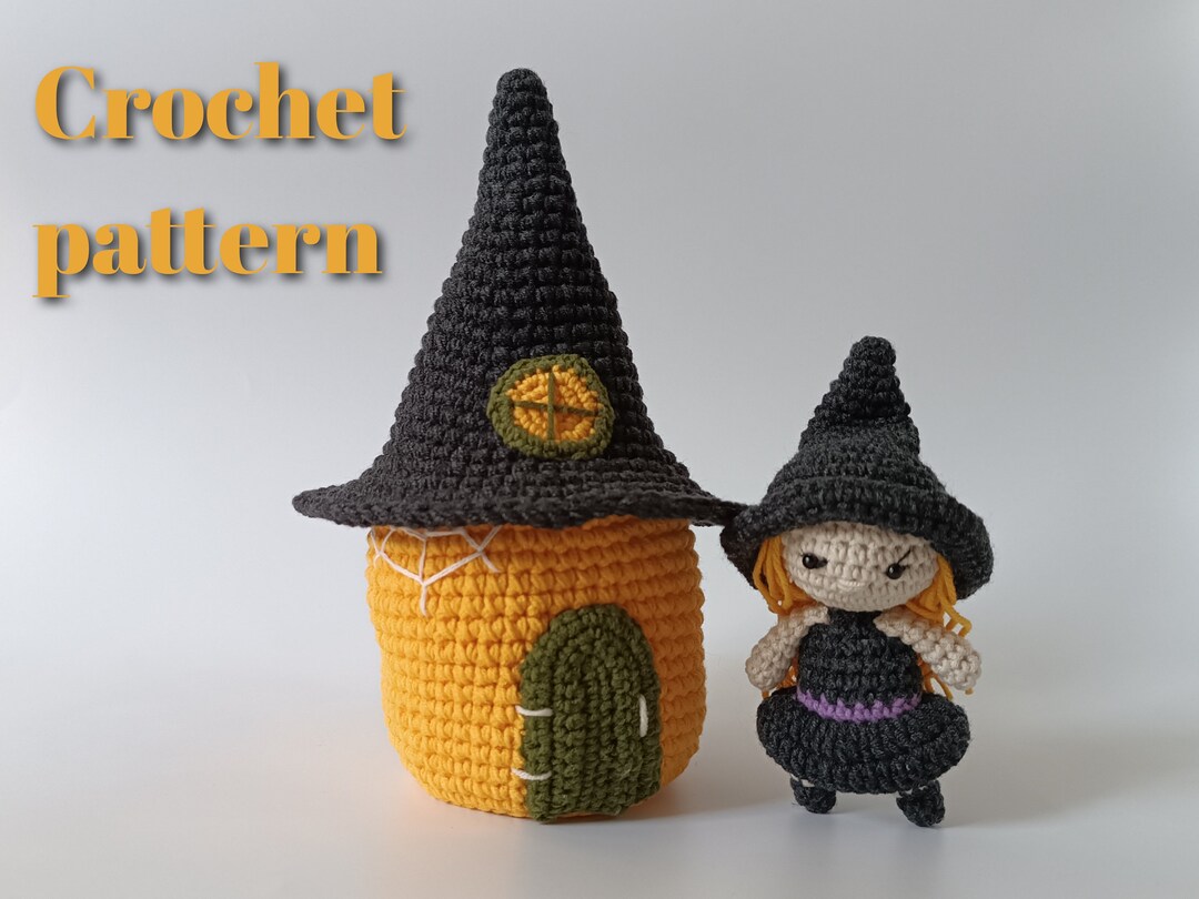 Crochet Pattern Witch House and Little Witch Doll as Halloween Gift ...