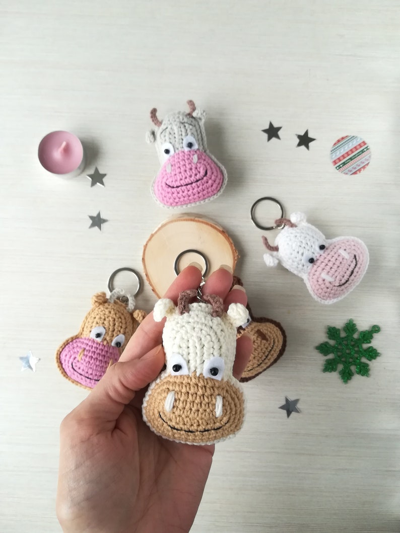Crochet Pattern Keychain Cow English PDF Instruction How to - Etsy
