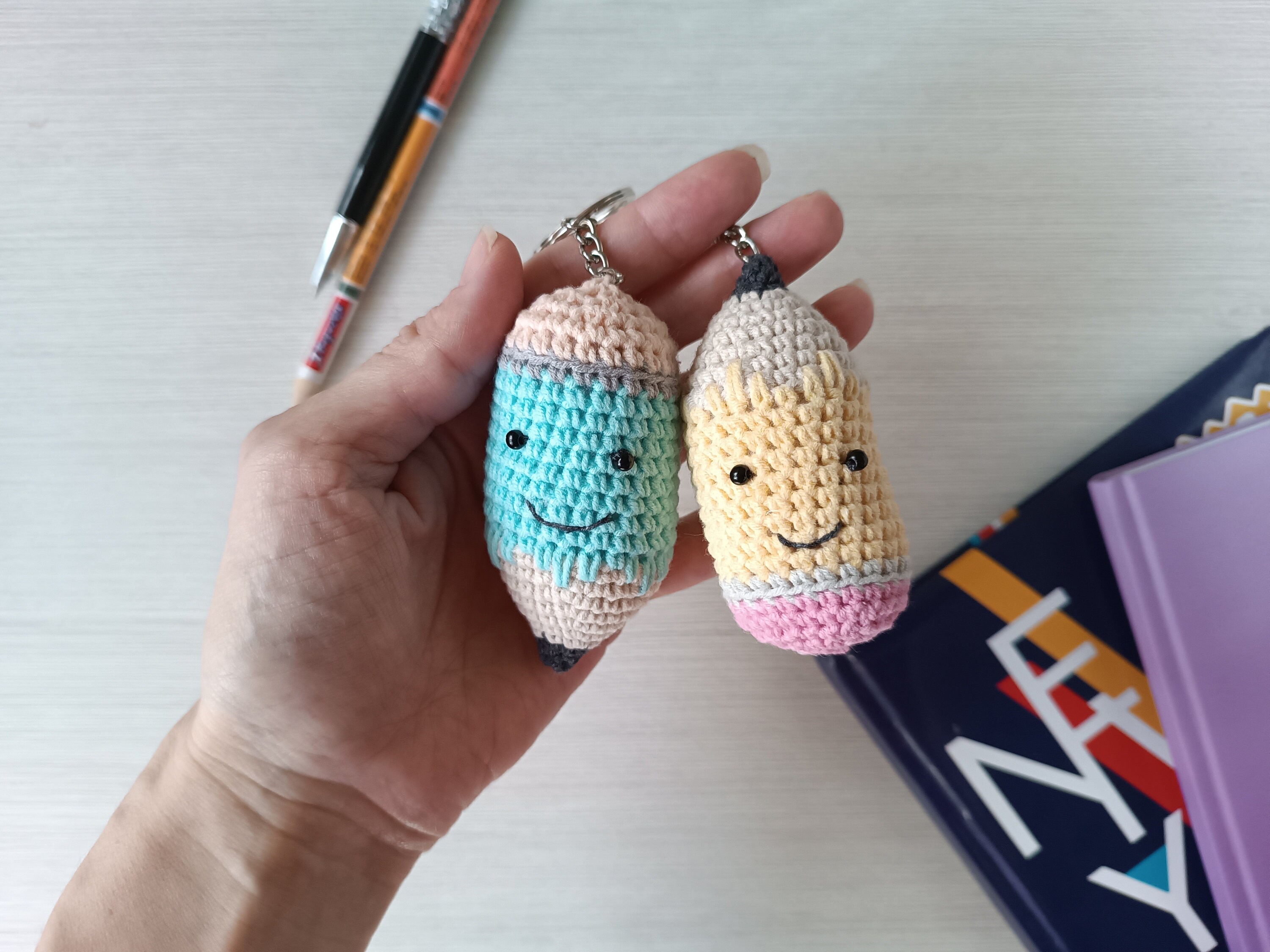 Crochet Pattern Pencil Keychain as Teacher's Day Gift, Amigurumi ...