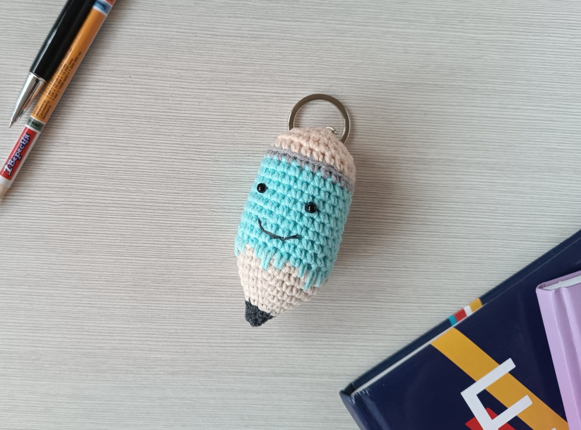 Crochet Pattern Pencil Keychain as Teacher's Day Gift, Amigurumi ...