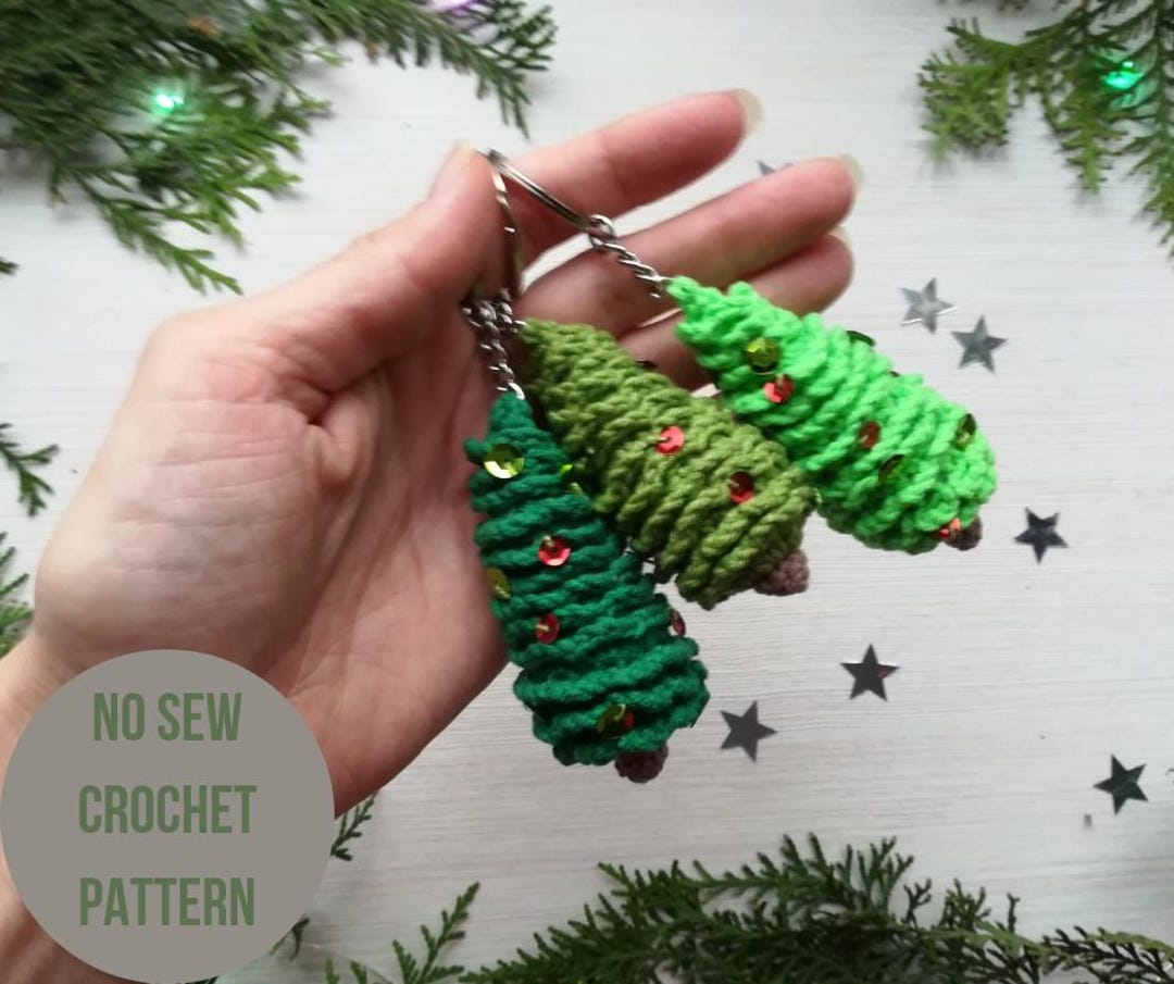 No Sew Crochet Pattern Keychain Christmas Tree, English PDF Instruction ...