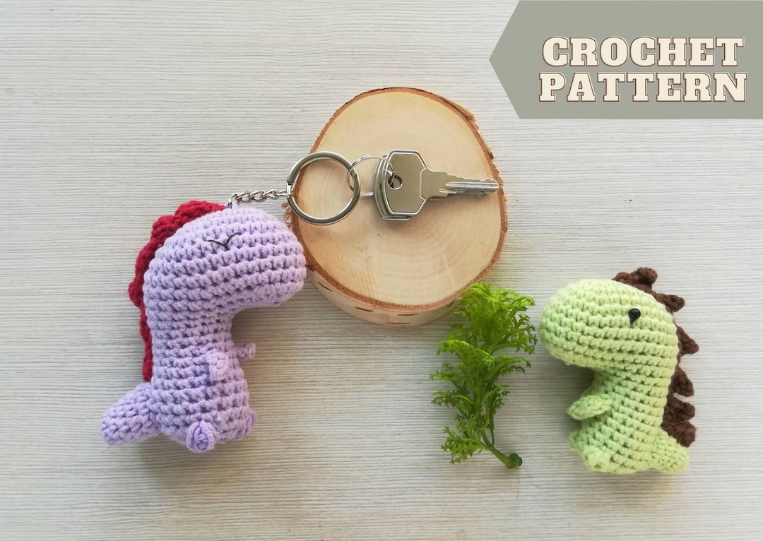 Crochet Tyrannosaurus Keychain Pattern as Little Dinosaurs Fun Gift for ...