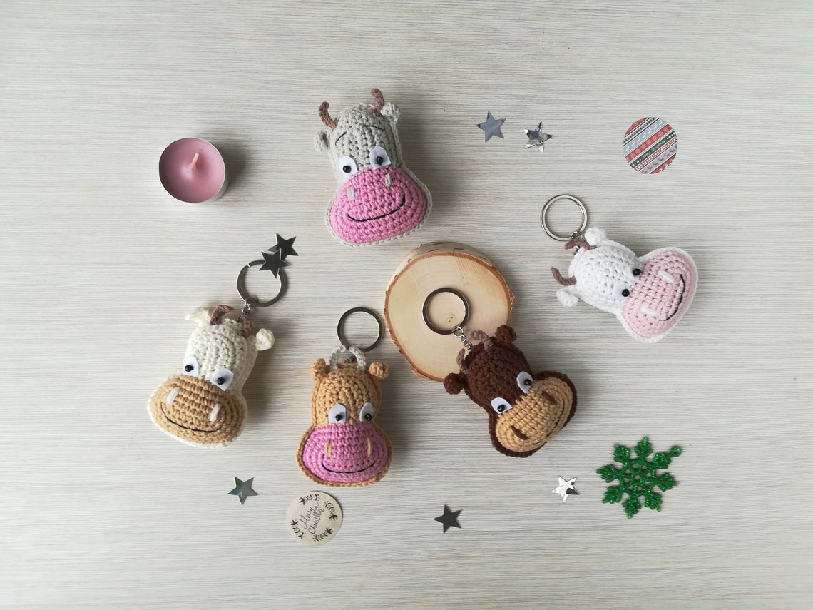Crochet Pattern Keychain Cow English PDF Instruction How to - Etsy