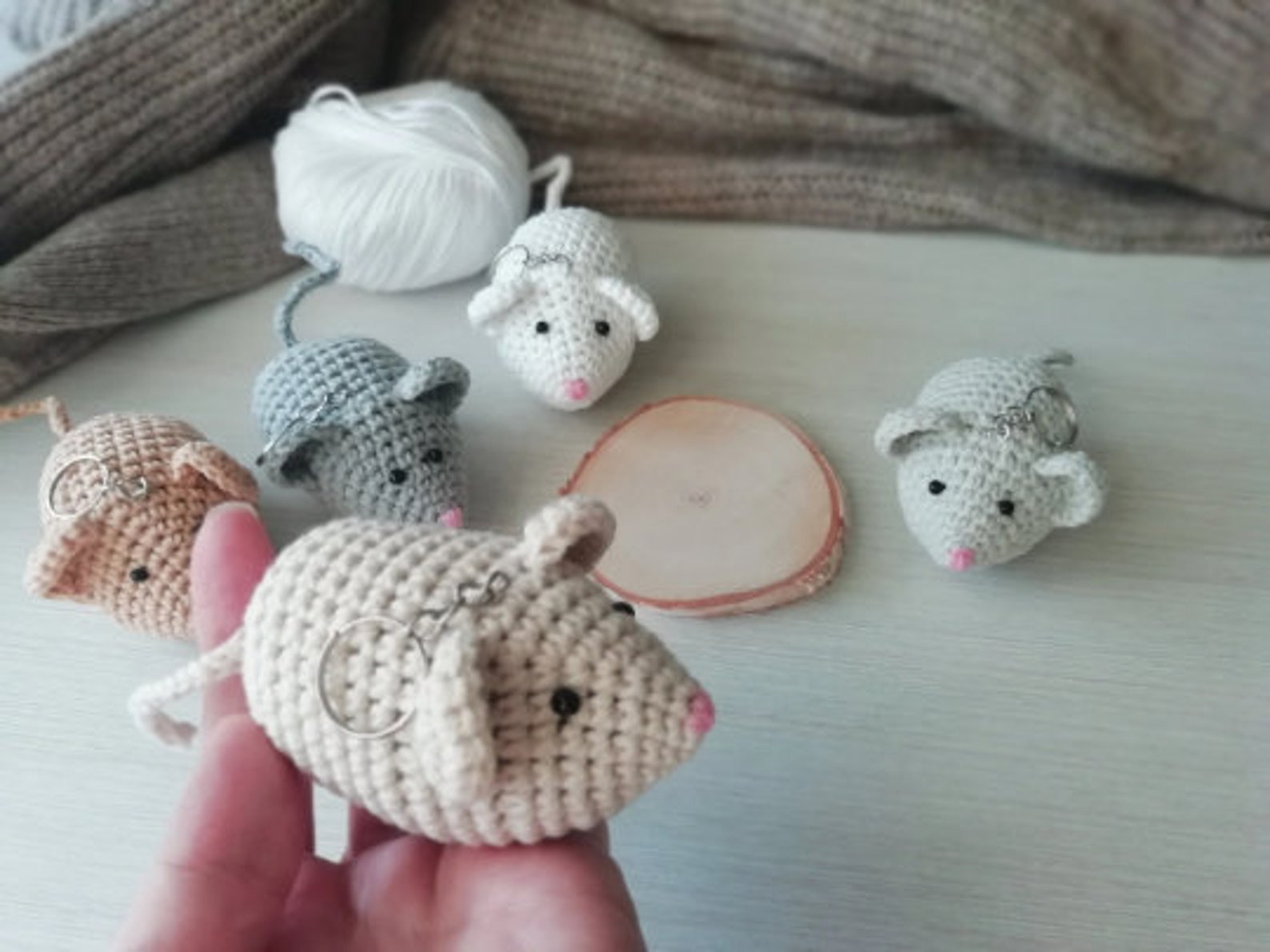 Animal Keychain Mouse as Little Gift Small Decorative Toy as - Etsy