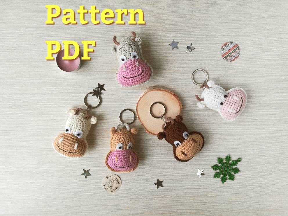 Crochet Pattern Keychain Cow English PDF Instruction How to - Etsy