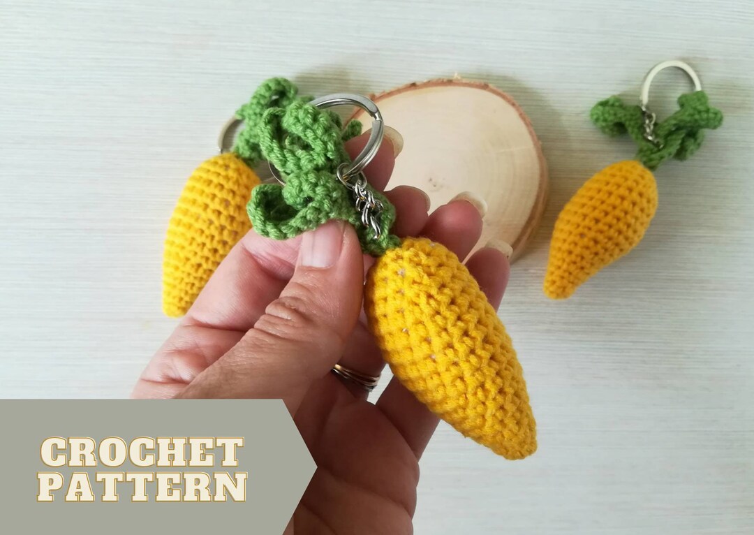 Crochet Pattern Keychain Carrot, English PDF Easy Follow Instruction ...