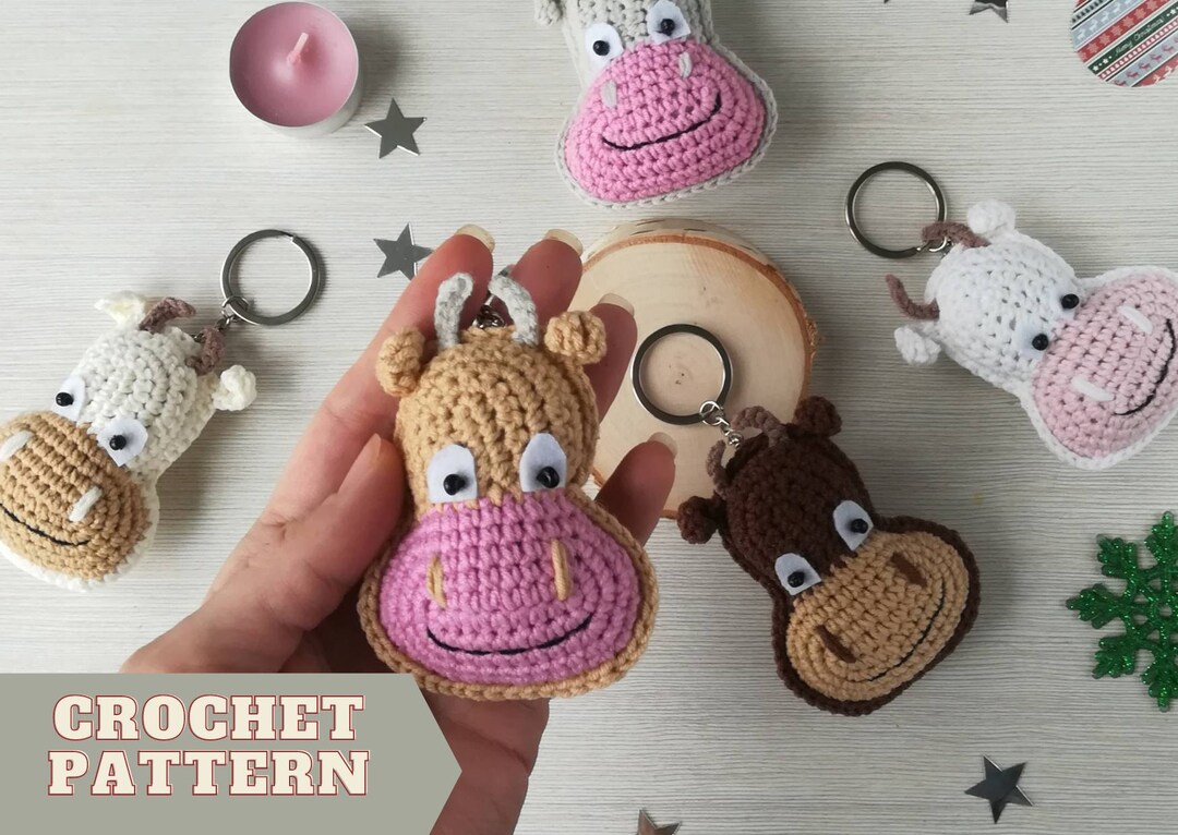 Crochet Pattern Keychain Cow, English PDF Instruction How to Do Little ...