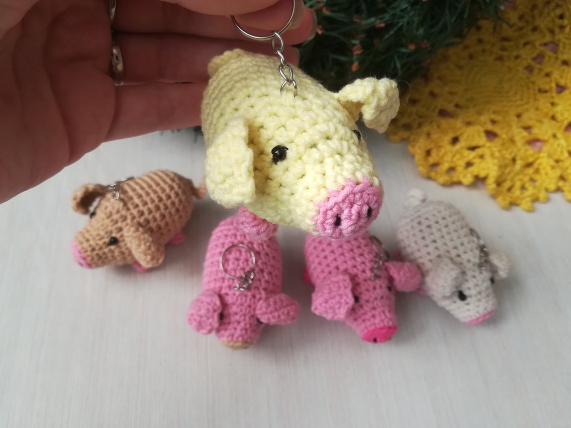 Crochet Pattern Keychain Pig How to Do Mini Toy Piggy as - Etsy