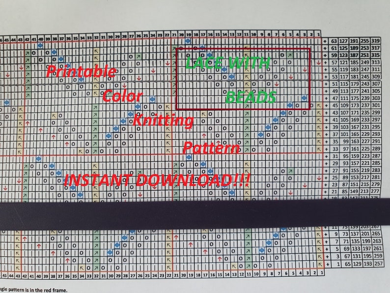Instant Download Knitting Pattern - Printable Color Chart for an Easier ...