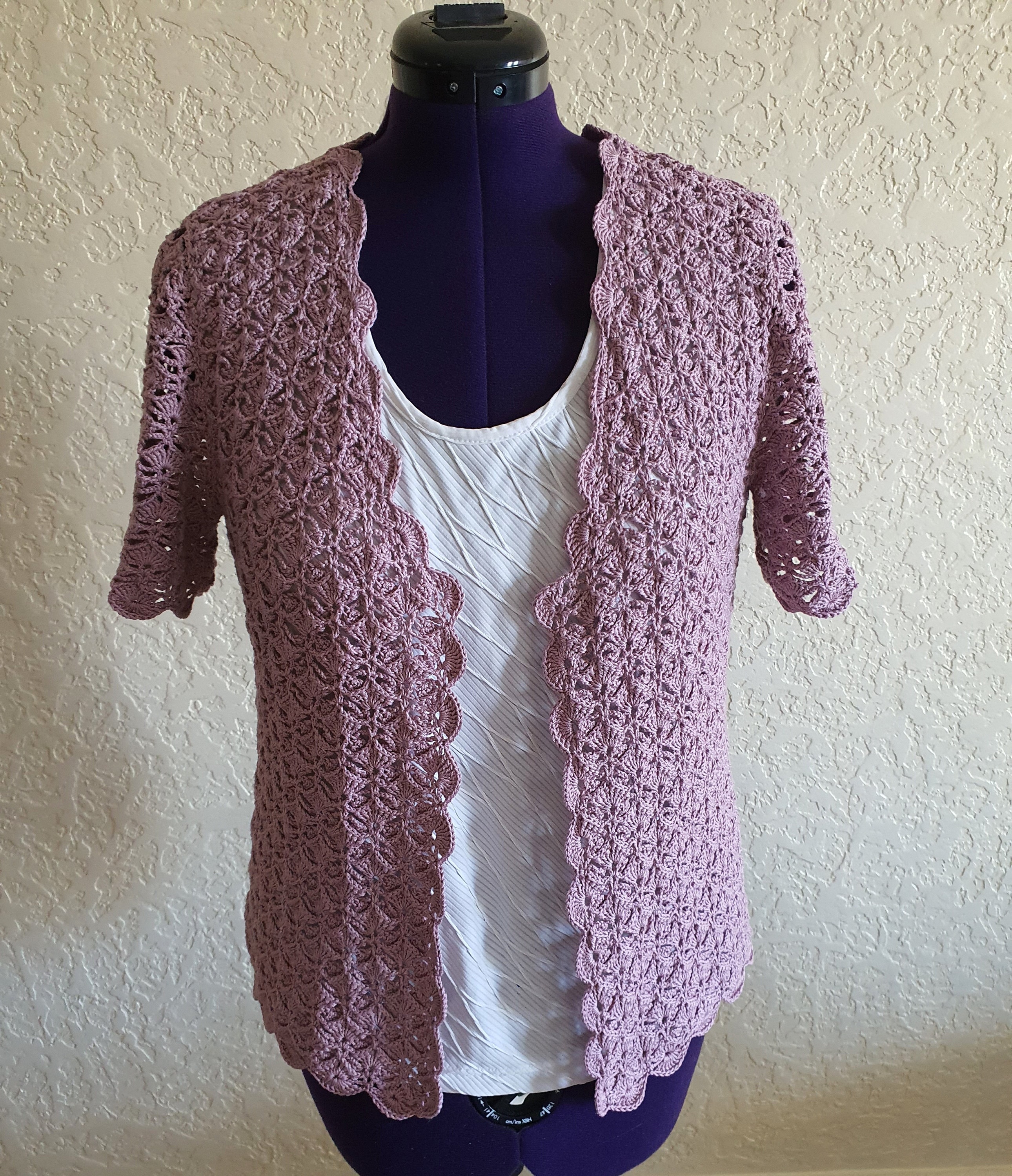 Elegant Crochet Pure Cotton Lacy Lilac Summer Cardigan - Etsy