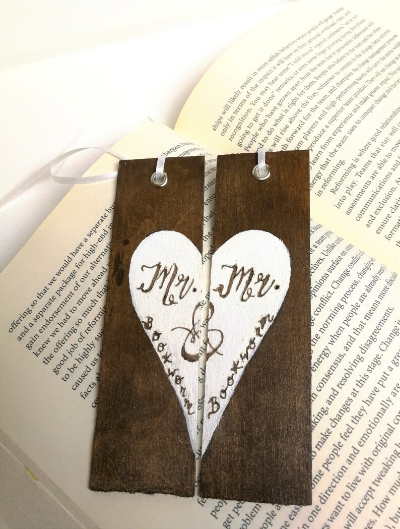 Wedding Anniversary Wooden Love Heart Bookmark for Couples | Etsy