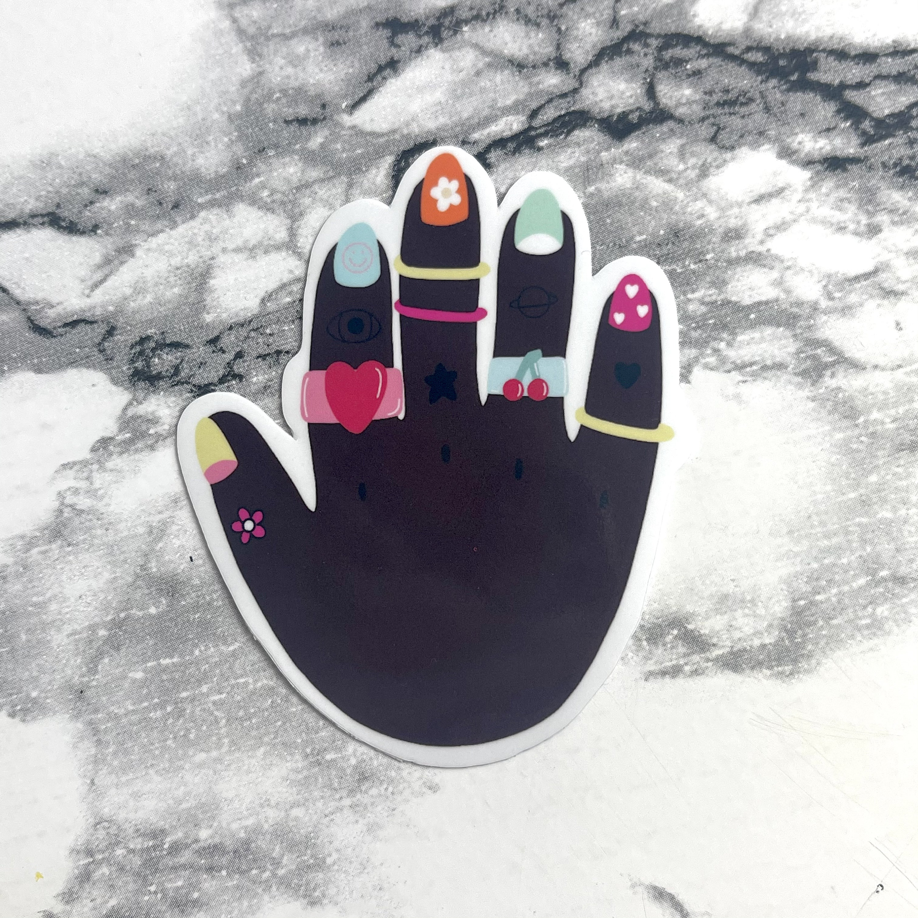 Hand vinyl sticker / Cute hand illustration durable water | Etsy